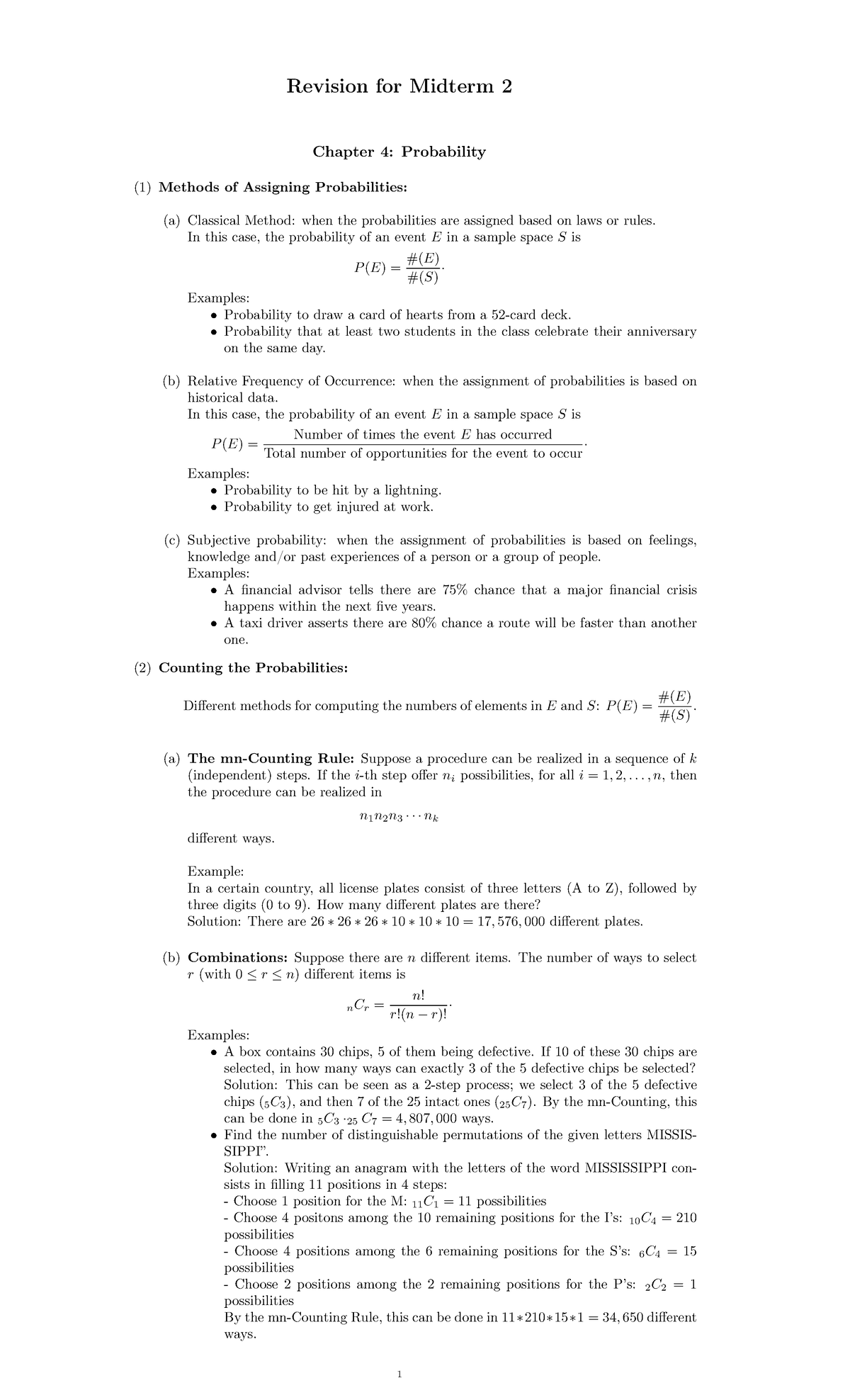 Mathematics calculas formulas Revision For Midterm 2 Chapter 4