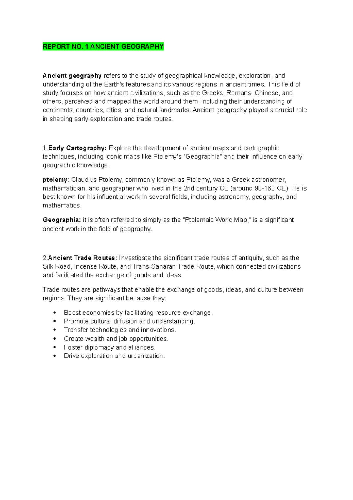 Compilation of Midterm Reports in Human Geography - REPORT NO. 1 ...