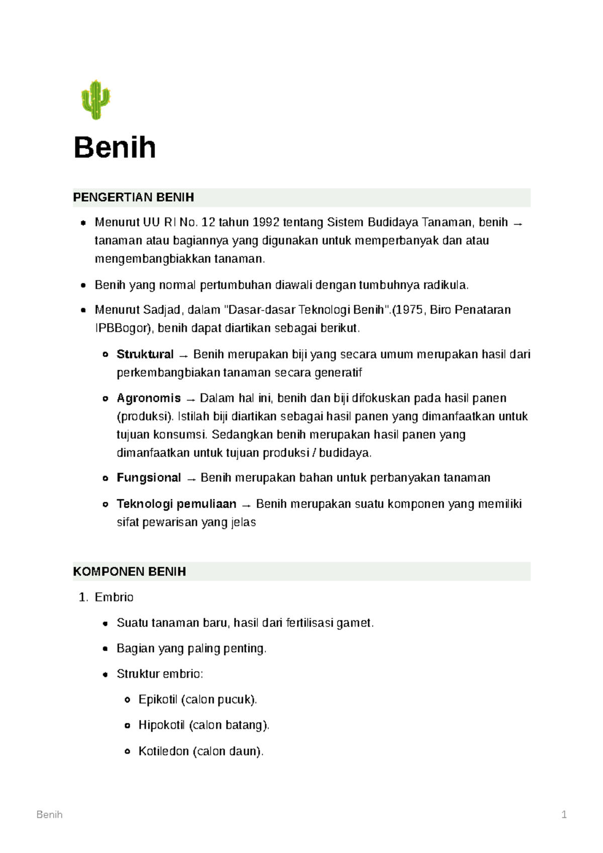 Benih - agro - Benih PENGERTIAN BENIH Menurut UU RI No. 12 tahun 1992 ...