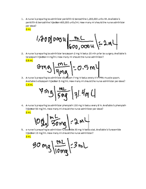 Med Math Workshop Practice Answers B - 1 Medication Label Practice ...