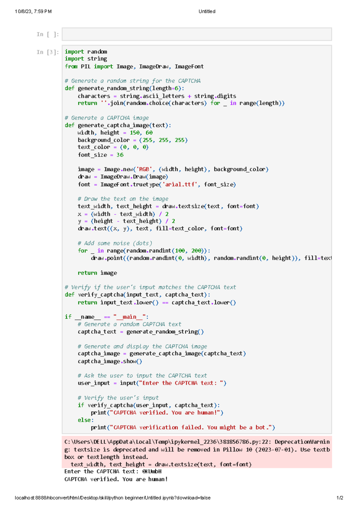Captcha pass - 10/8/23, 7:59 PM Untitled localhost:8888/nbconvert/html ...