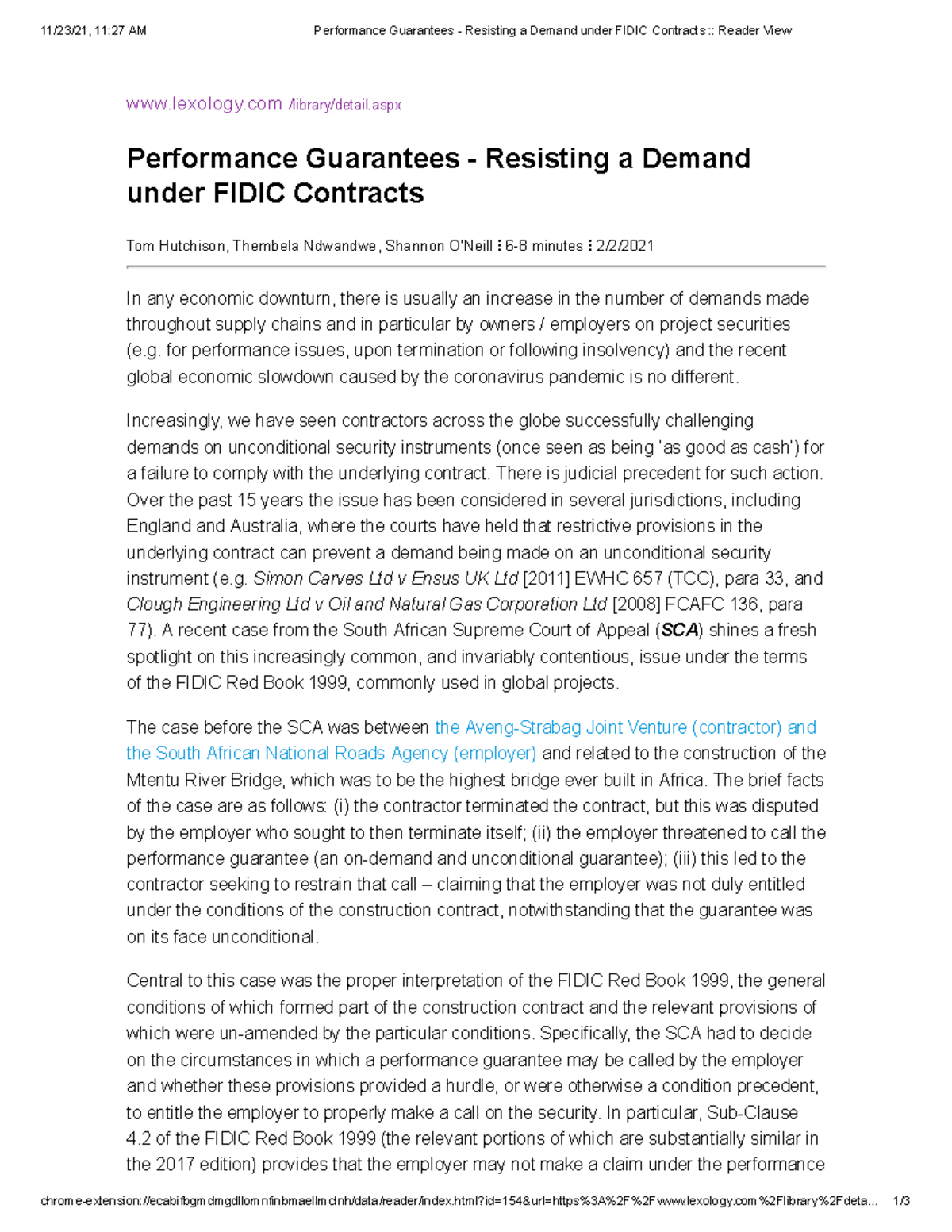 Performance Guarantees Resisting a Demand under Fidic Contracts ...
