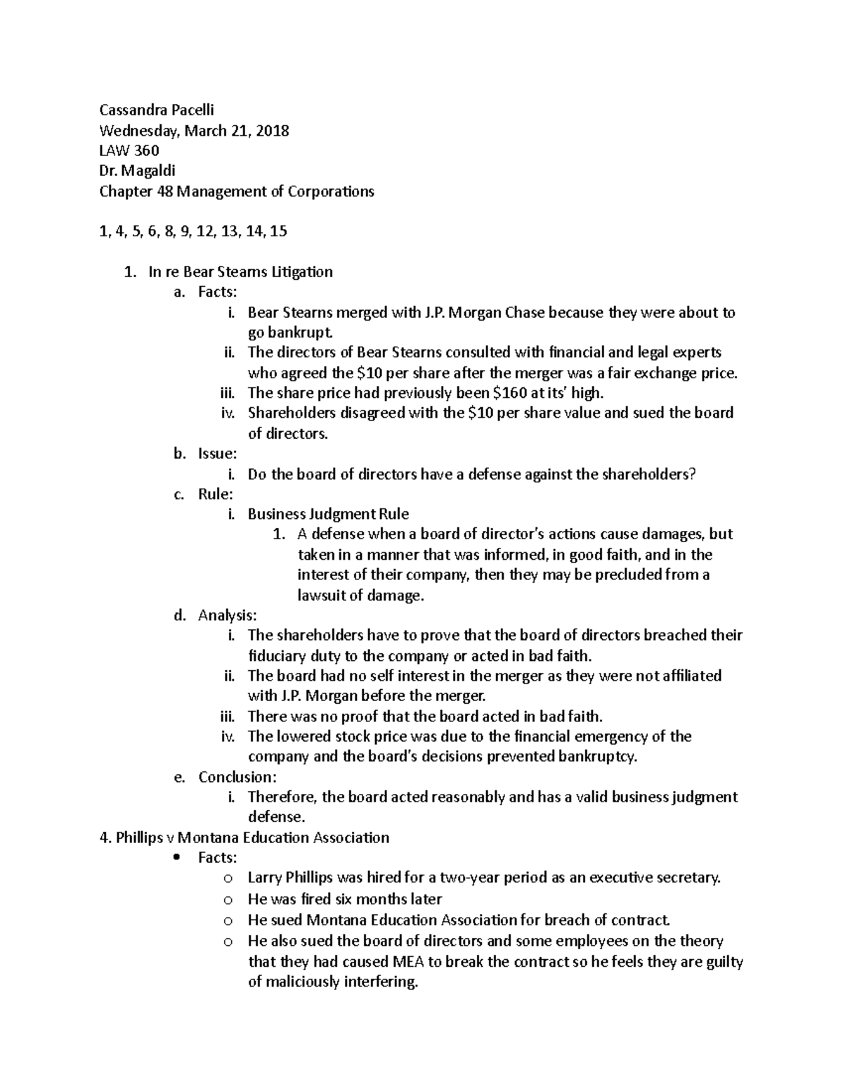Chapter 48 Homework - Cassandra Pacelli Wednesday, March 21, 2018 LAW ...