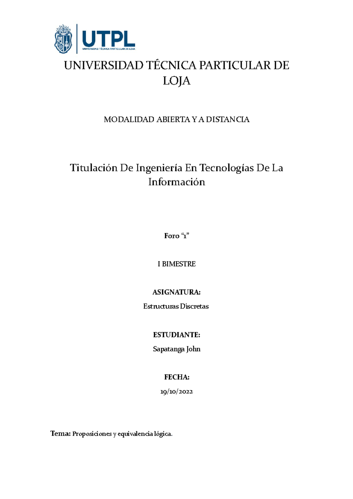 Plantilla de Foro Academico UTPL - UNIVERSIDAD TÉCNICA PARTICULAR DE ...