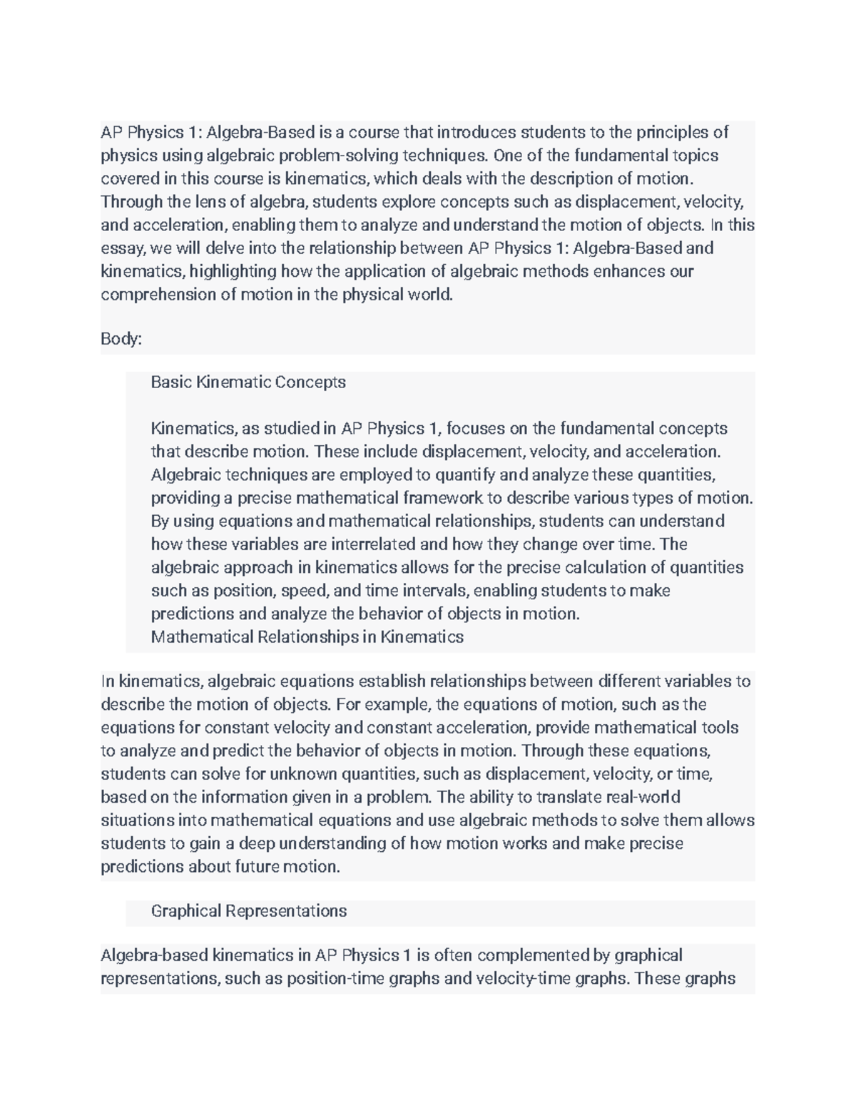 Understanding Motion with Algebra - AP Physics 1: Algebra-Based is a ...