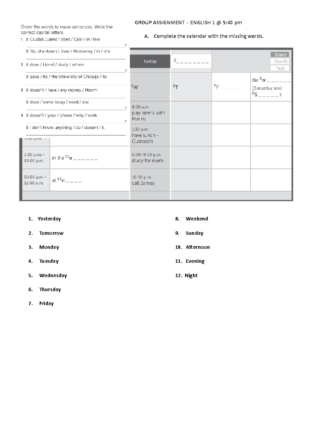 Group- Assignment- Worksheets - GROUP ASSIGNMENT - ENGLISH 1 @ 5:40 pm ...
