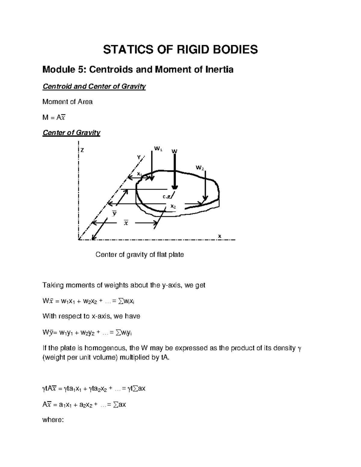 Centroids and Moment of Inertia - Statics Of Rigid Bodies - TIP - Studocu