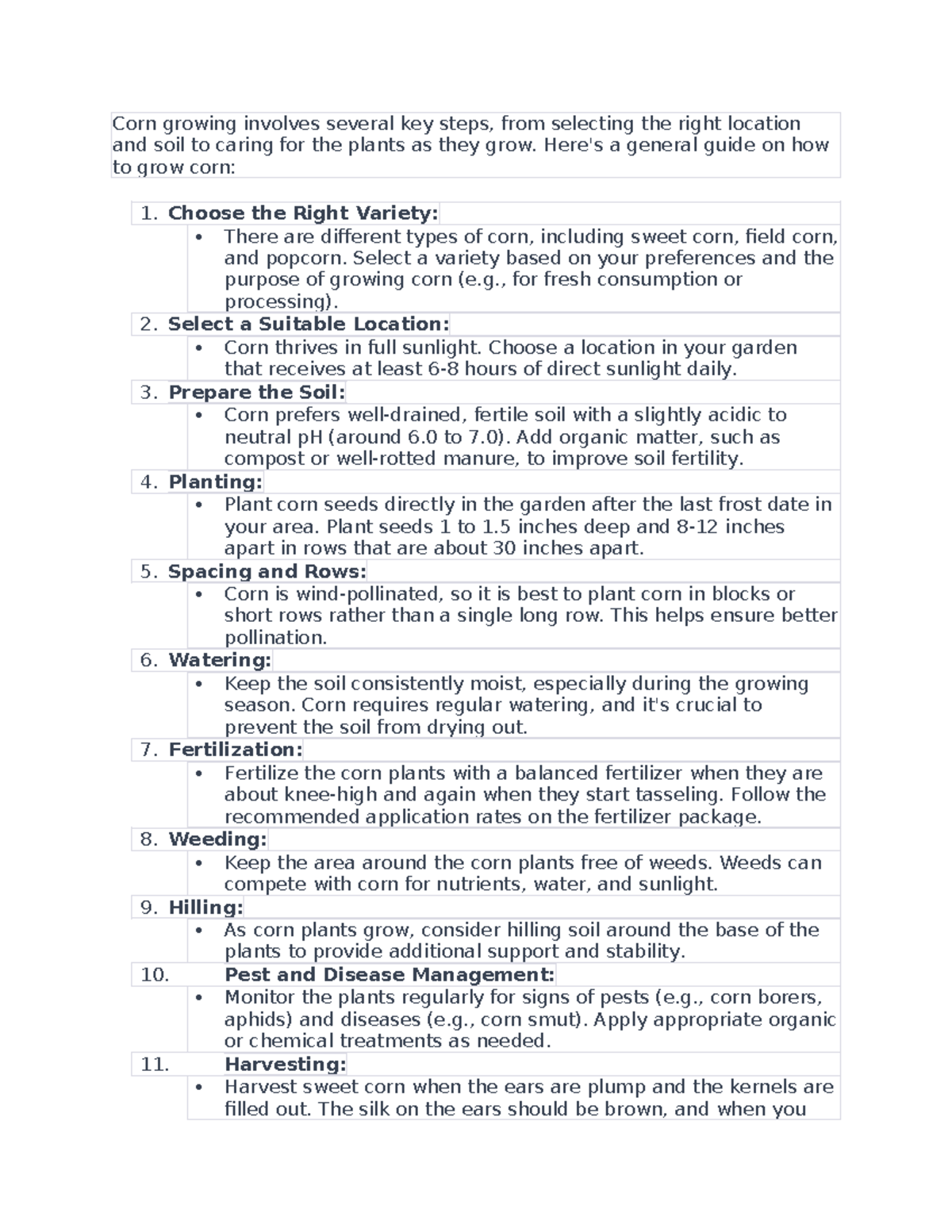 Growing a Corn - Corn growing involves several key steps, from ...