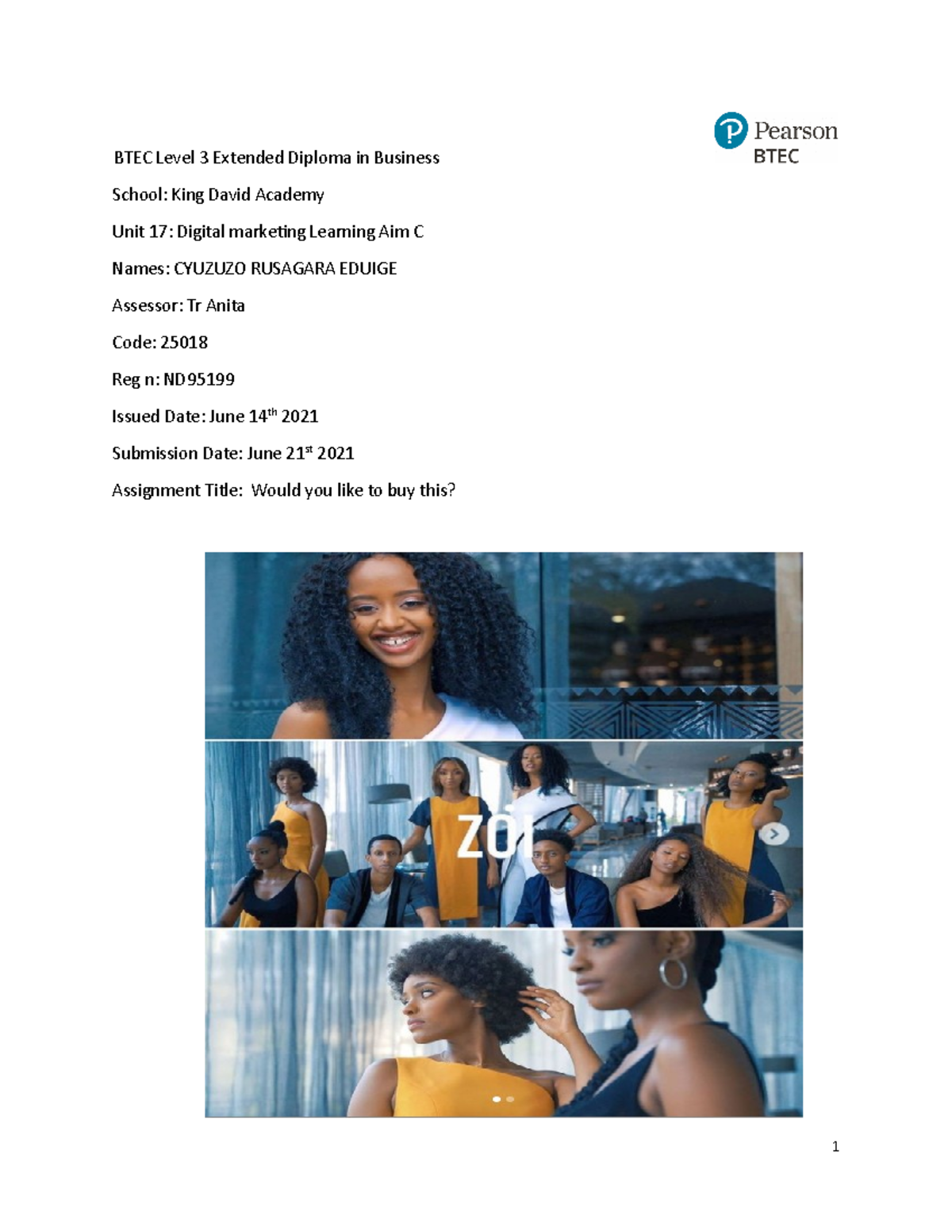 Digital Marketing Campaign Edited. V - BTEC Level 3 Extended Diploma in ...