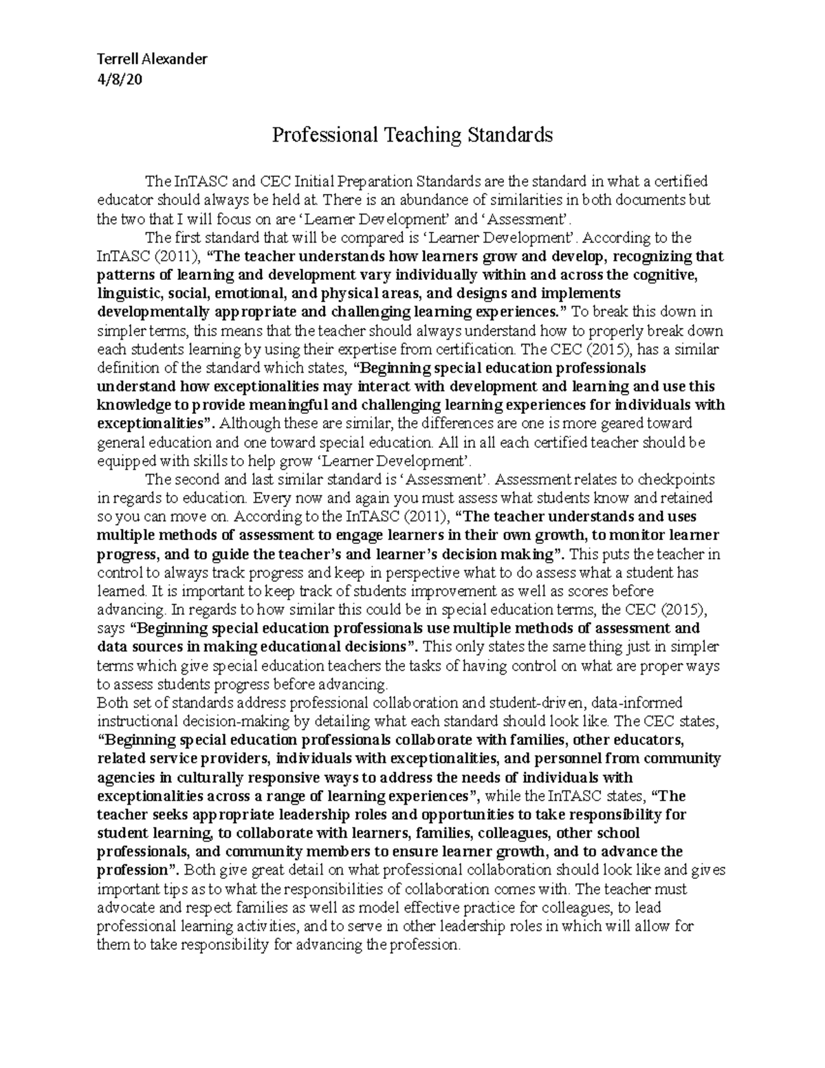 In TASC - The study of the educational field - Terrell Alexander 4/8 ...