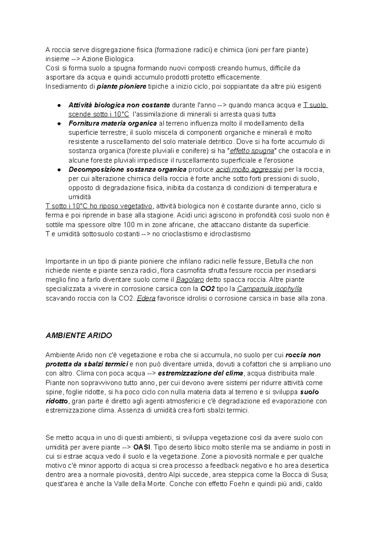 Azioni Biologiche - A roccia serve disgregazione fisica (formazione ...