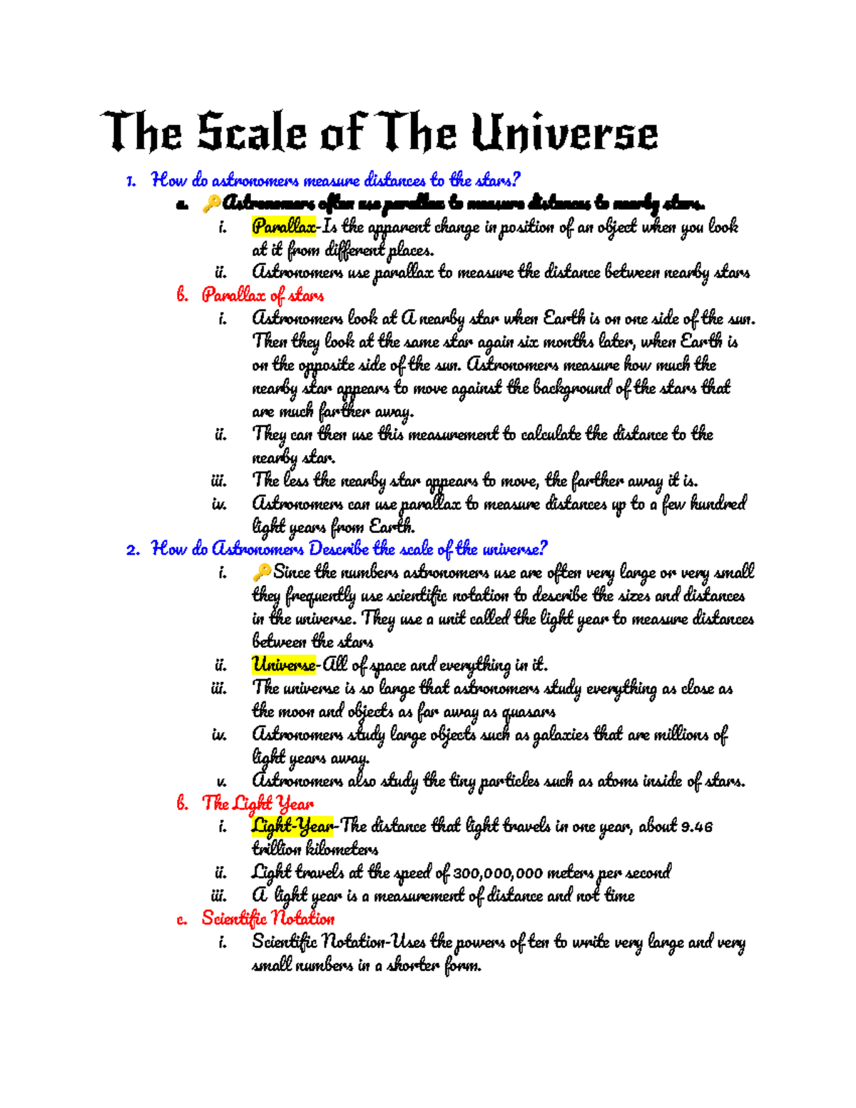 16.2 notes - The Scale of the Universe - The Scale of The Universe H o ...