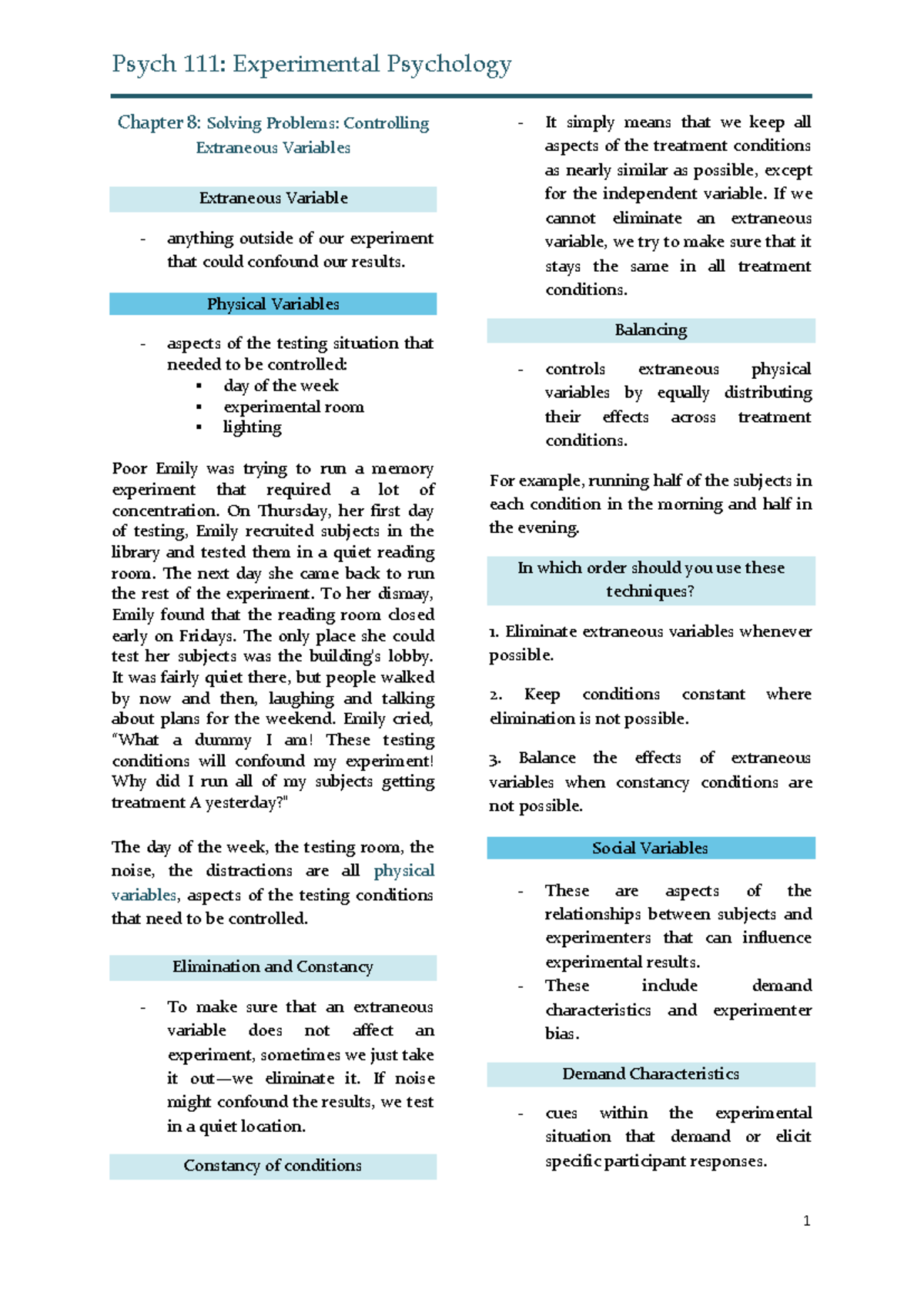Psych 111 Chapter 8 (Experimental Psychology, Myers) - Chapter 8: Solving Problems: Controlling ...