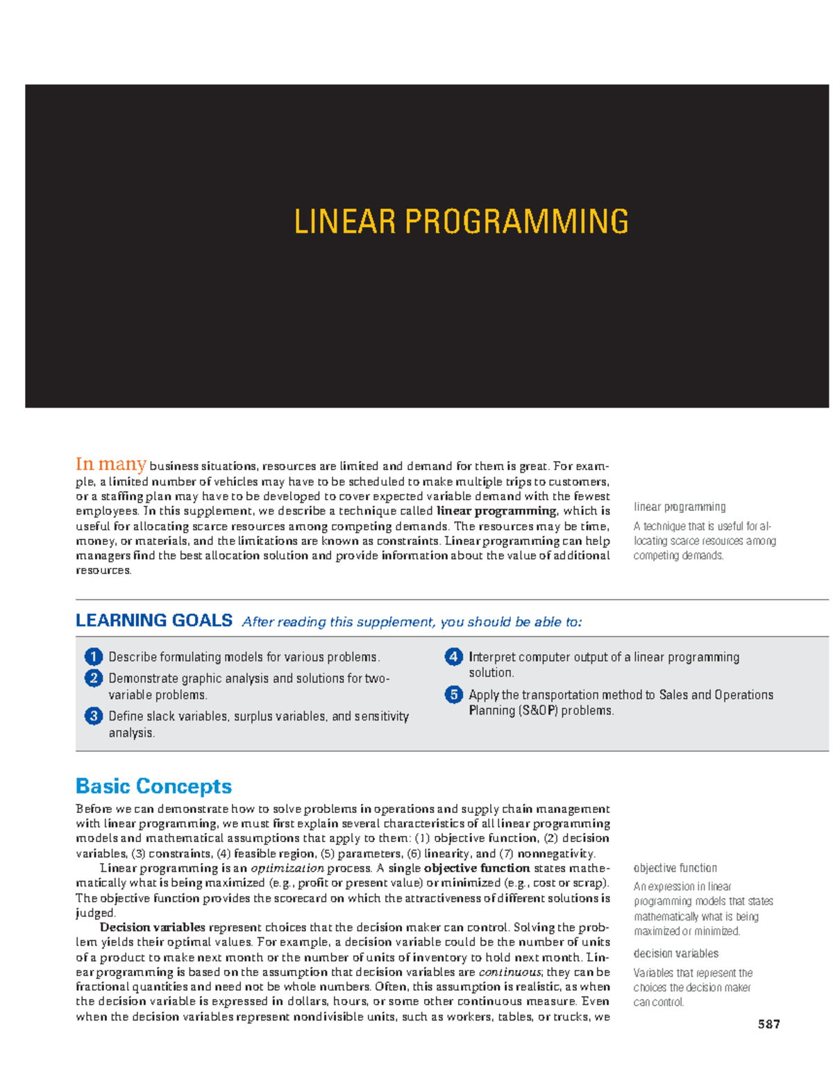 Reader Linear Programming - 587 In many business situations, resources are limited and demand ...