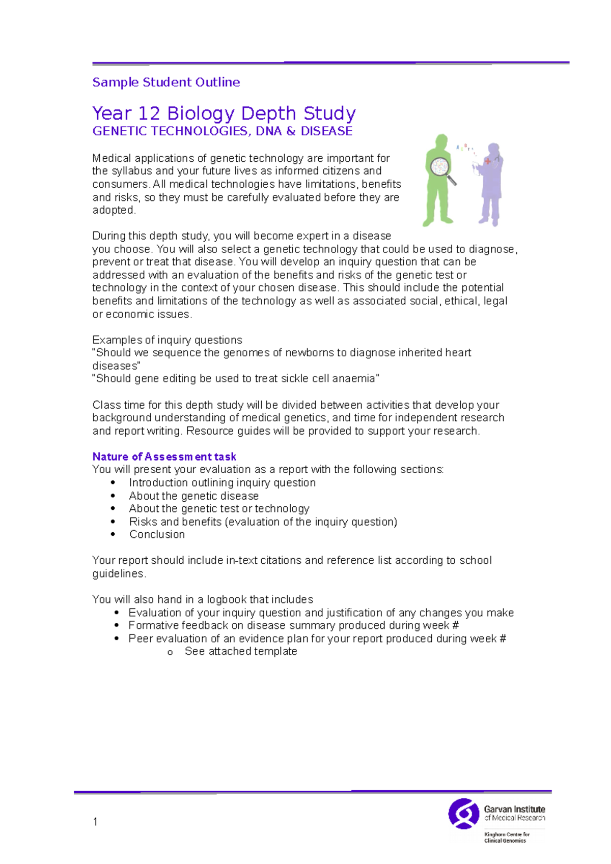 Depth study student outline 2019 - Sample Student Outline Year 12 ...