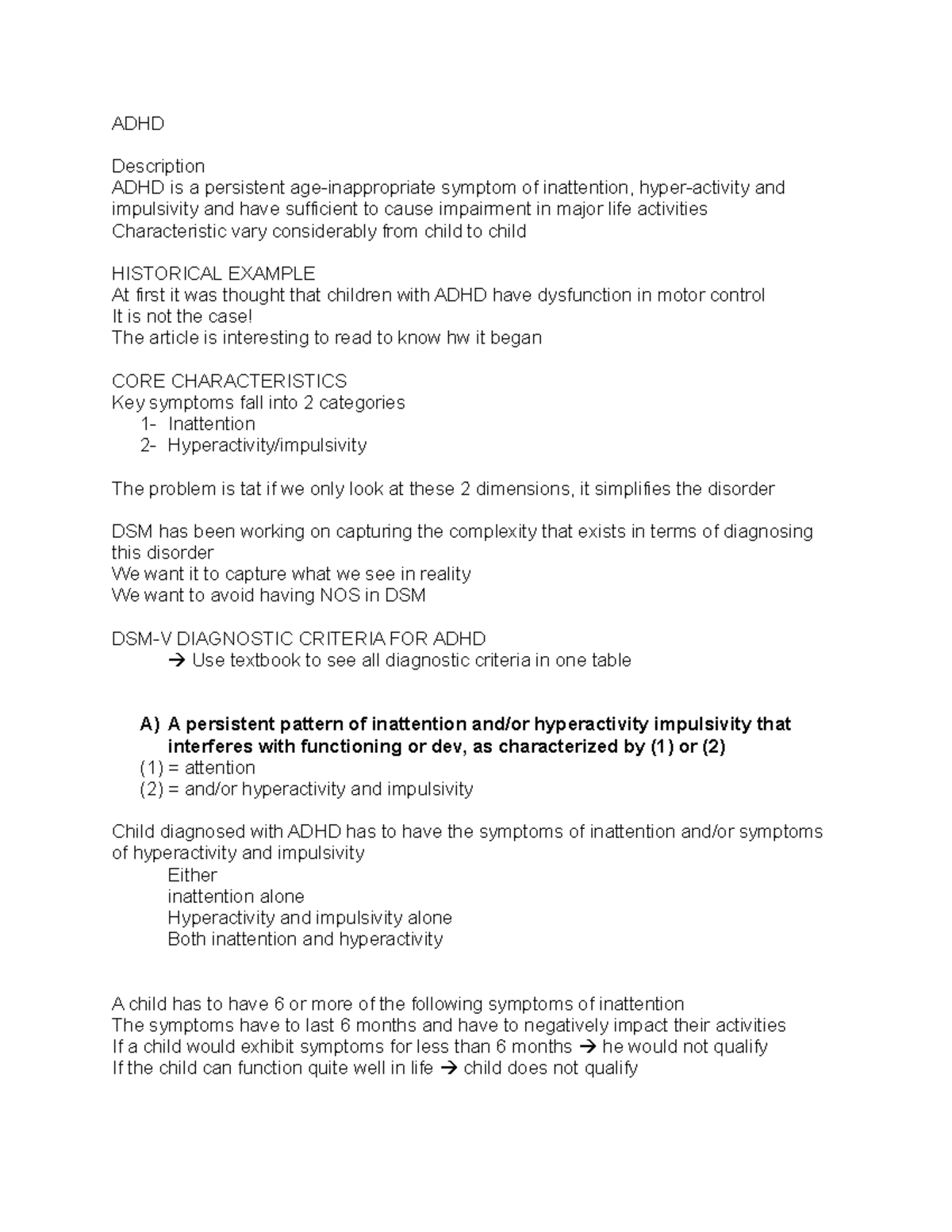 ADHD - Notes about ADHD class - ADHD Description ADHD is a persistent ...