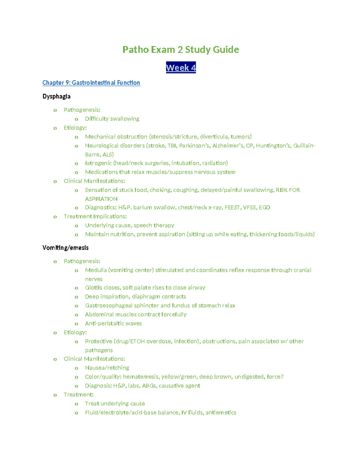 Exam 2 Pathophysiology Blueprint Fall 2021 - Patho Exam 2 Study Guide ...