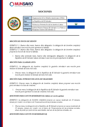 Formato PARA Mociones - MOCIONES MOCIÓN DE INICIO DE SESIÓN EJEMPLO 1 ...