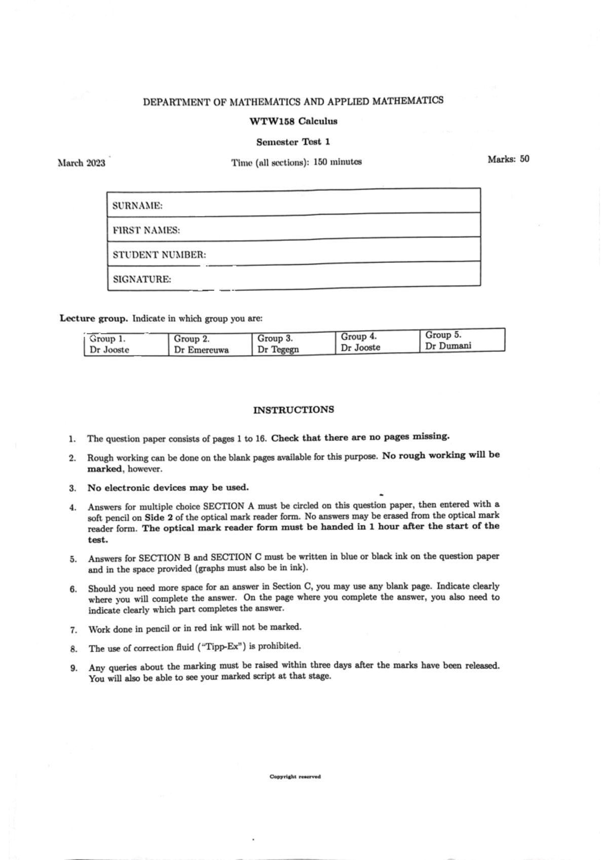 ST1 2023 Question Paper - WTW 158 - e & . ~~ = ⑭ > · I or a · E ...