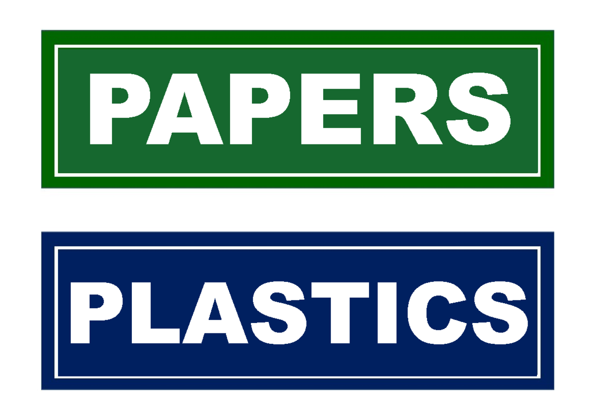 Garbage Label - Science Education 2 - PAPERS PLASTICS PAPERS PLASTICS ...
