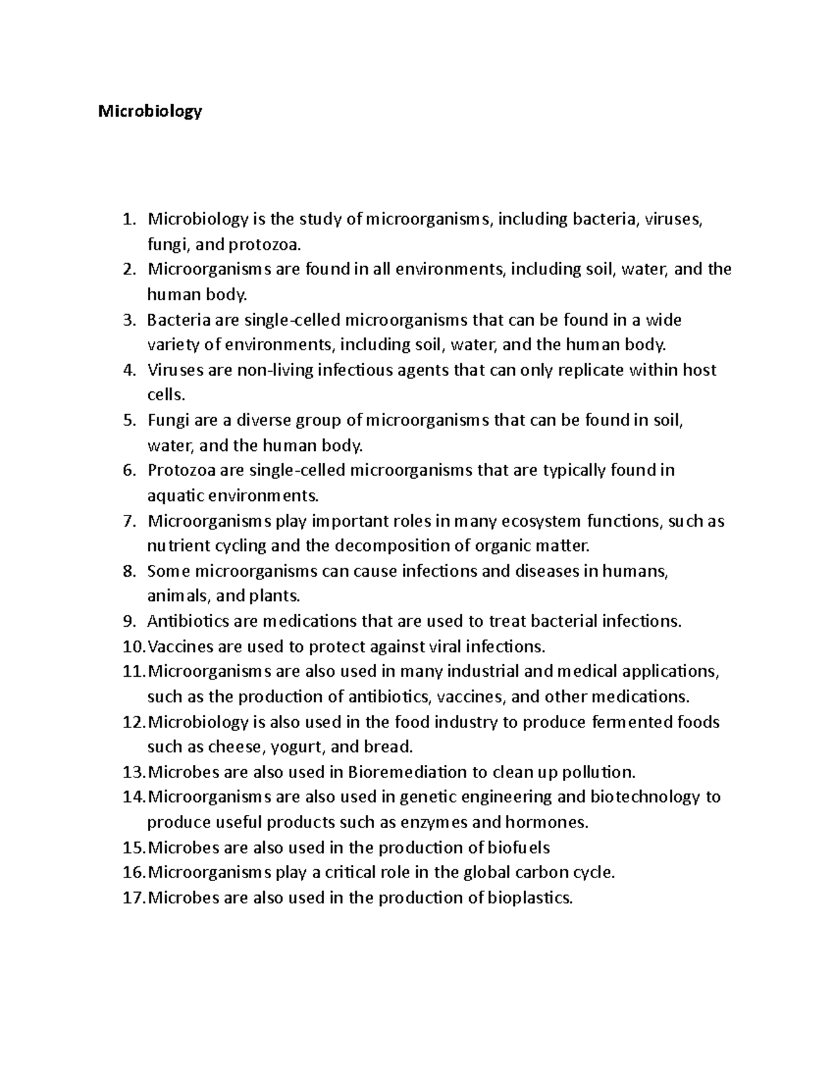 Microbiology gen bio notes - Microbiology Microbiology is the study of ...