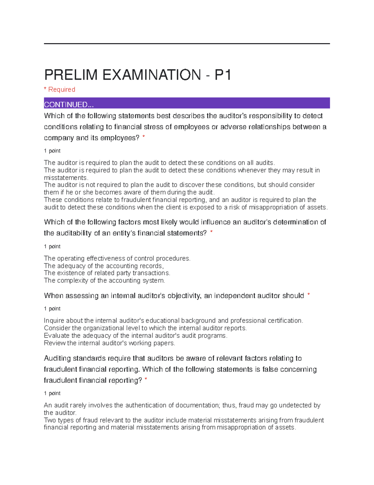 Prelim Examination - exam lectures - PRELI M EXAMI NATI ON - P Required ...
