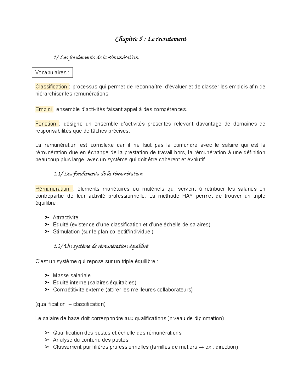 Chapitre 5 : Le-recrutement - Chapitre 5 : Le recrutement 1/ Les ...