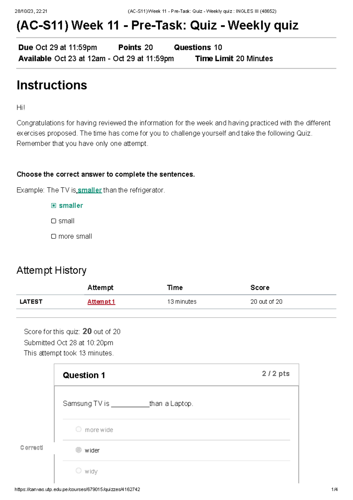(AC-S11) Week 11 - Pre-Task Quiz - Weekly quiz Ingles III (48652) - (AC-S11) Week 11 - Pre-Task ...