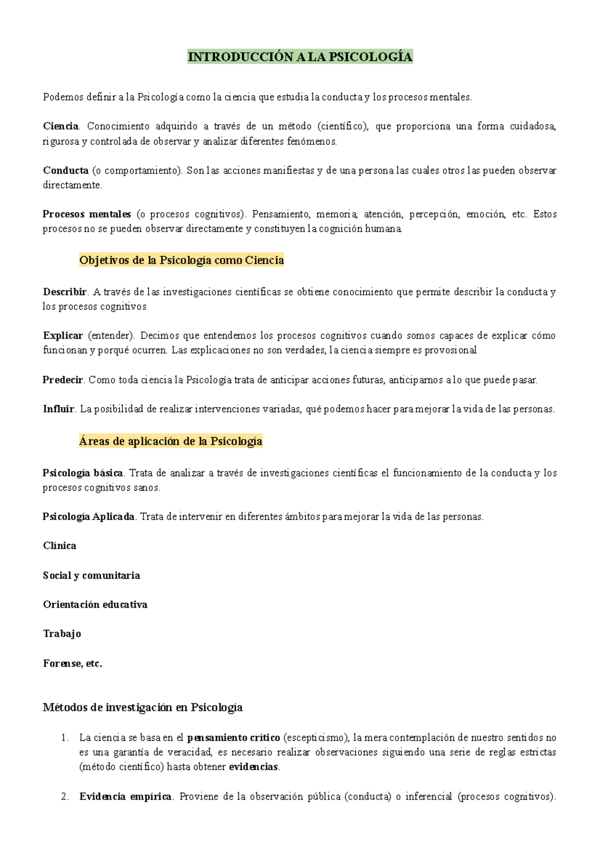 Tema 1 Introduccion a la psicologia 1º - INTRODUCCIÓN A LA PSICOLOGÍA ...