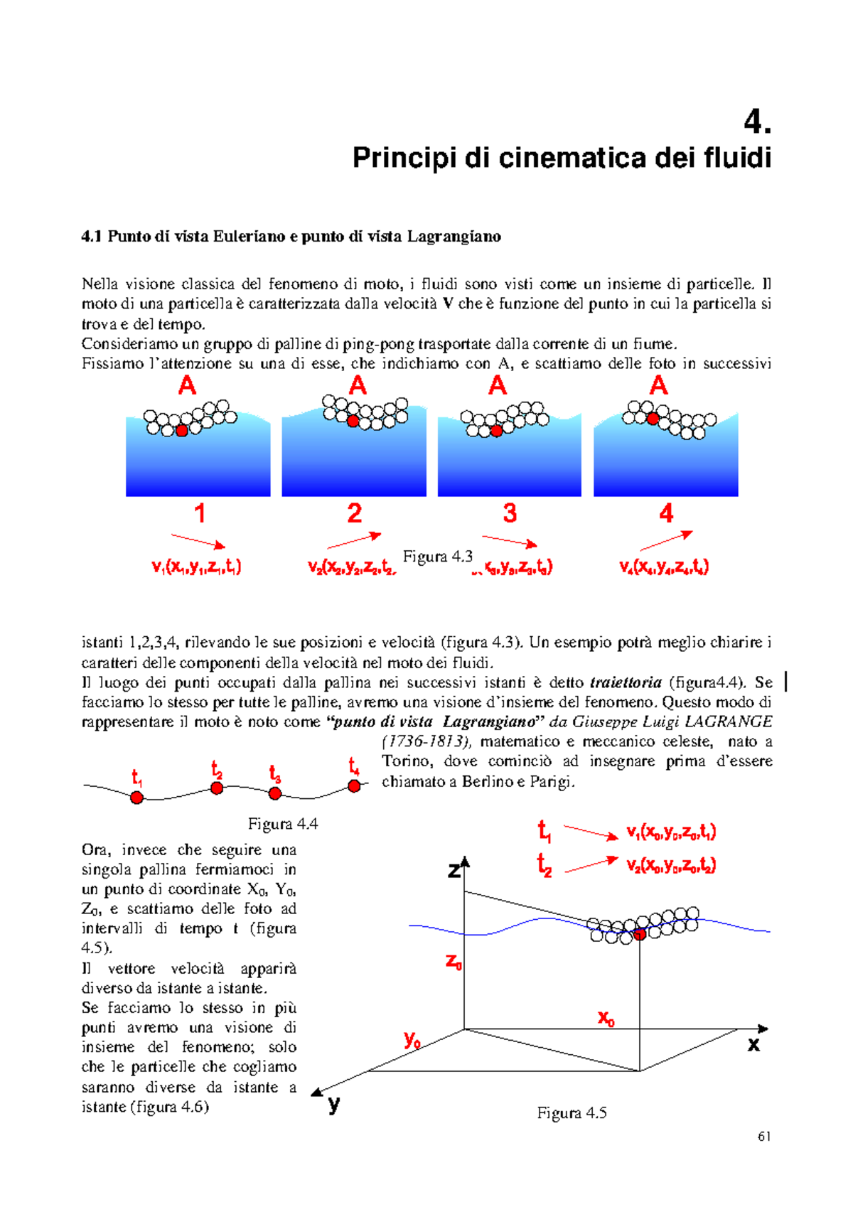 Capitolo 4 - 4. Principi di cinematica dei fluidi 4 Punto di vista Euleriano e punto di vista ...