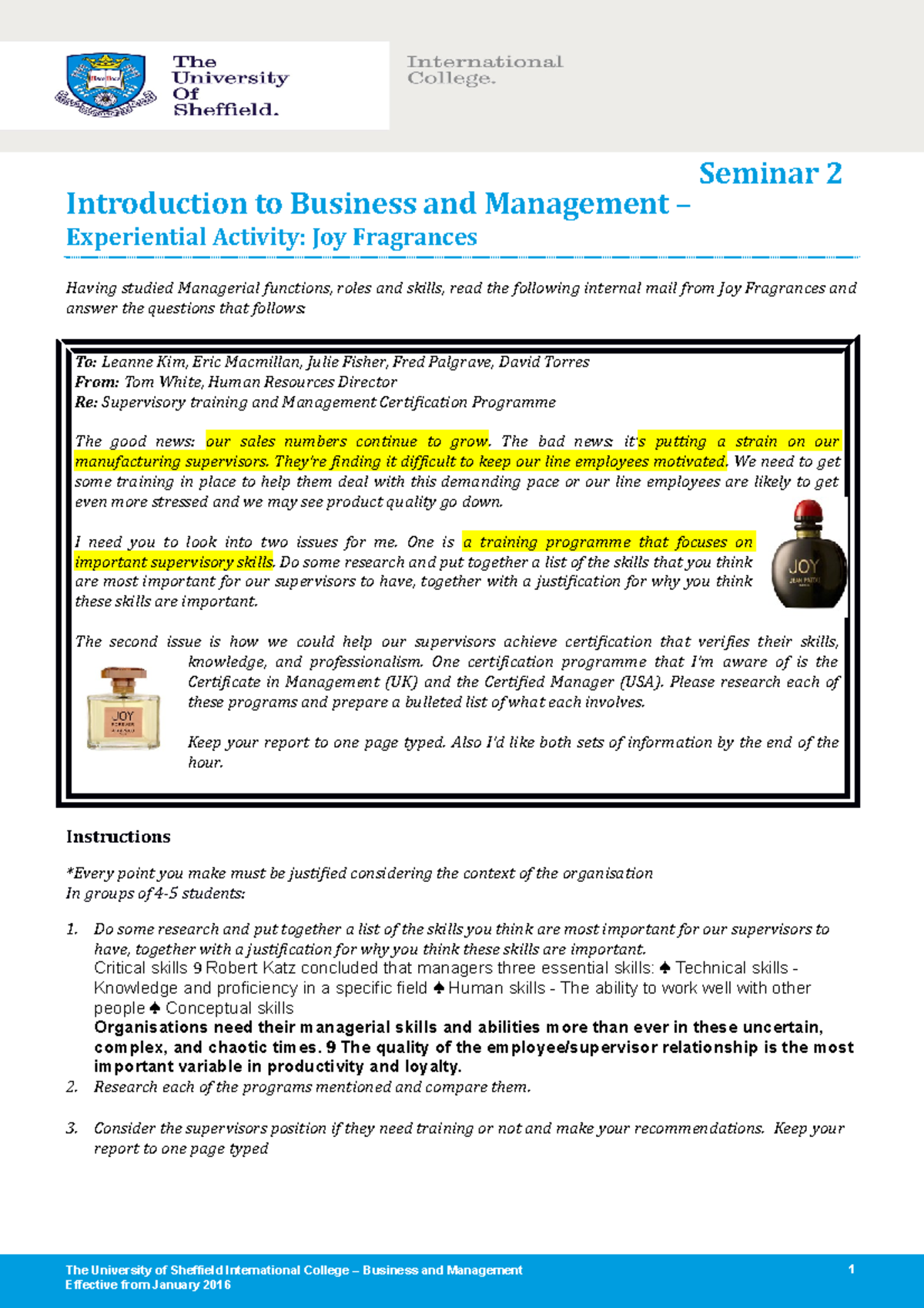 Introduction to Business and Management - Seminar 2 1 1 - Introduction ...