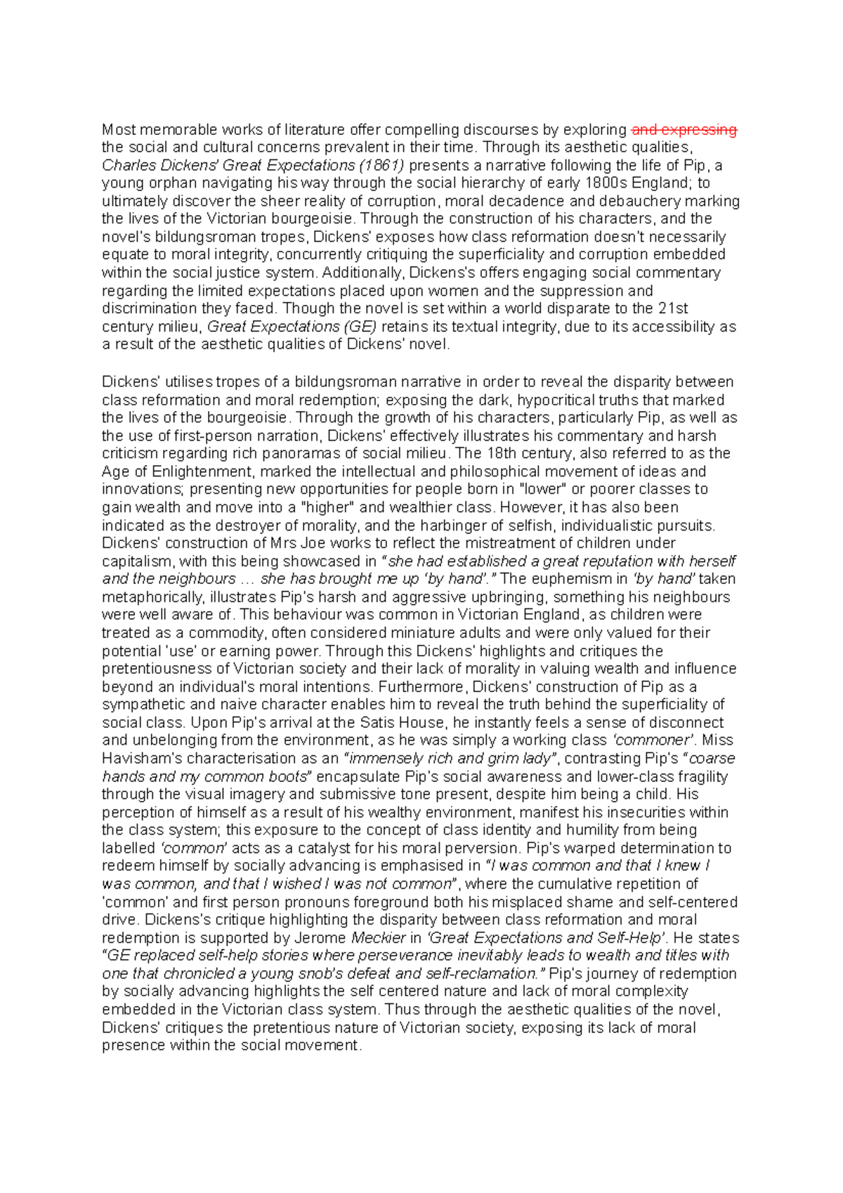 Great Expectations essay - Most memorable works of literature offer ...