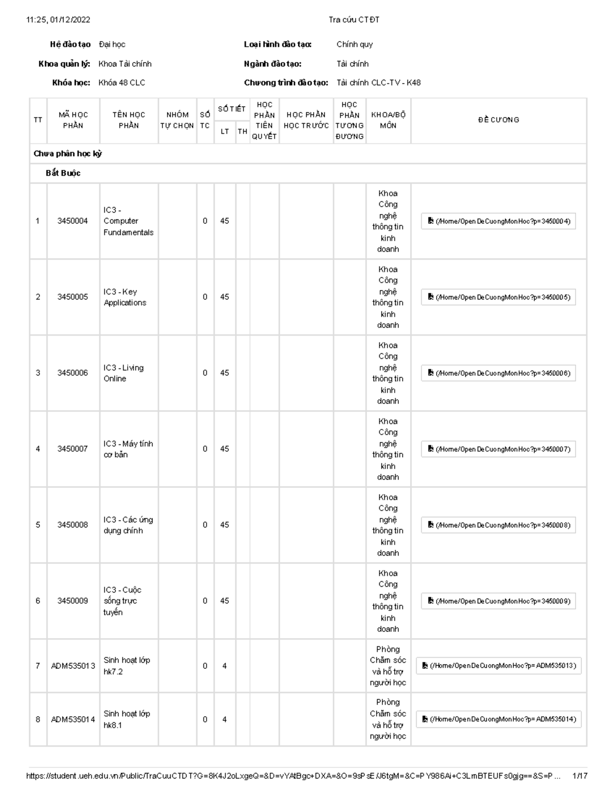 Tra cứu CTĐT - vbnm,./ - - Studocu