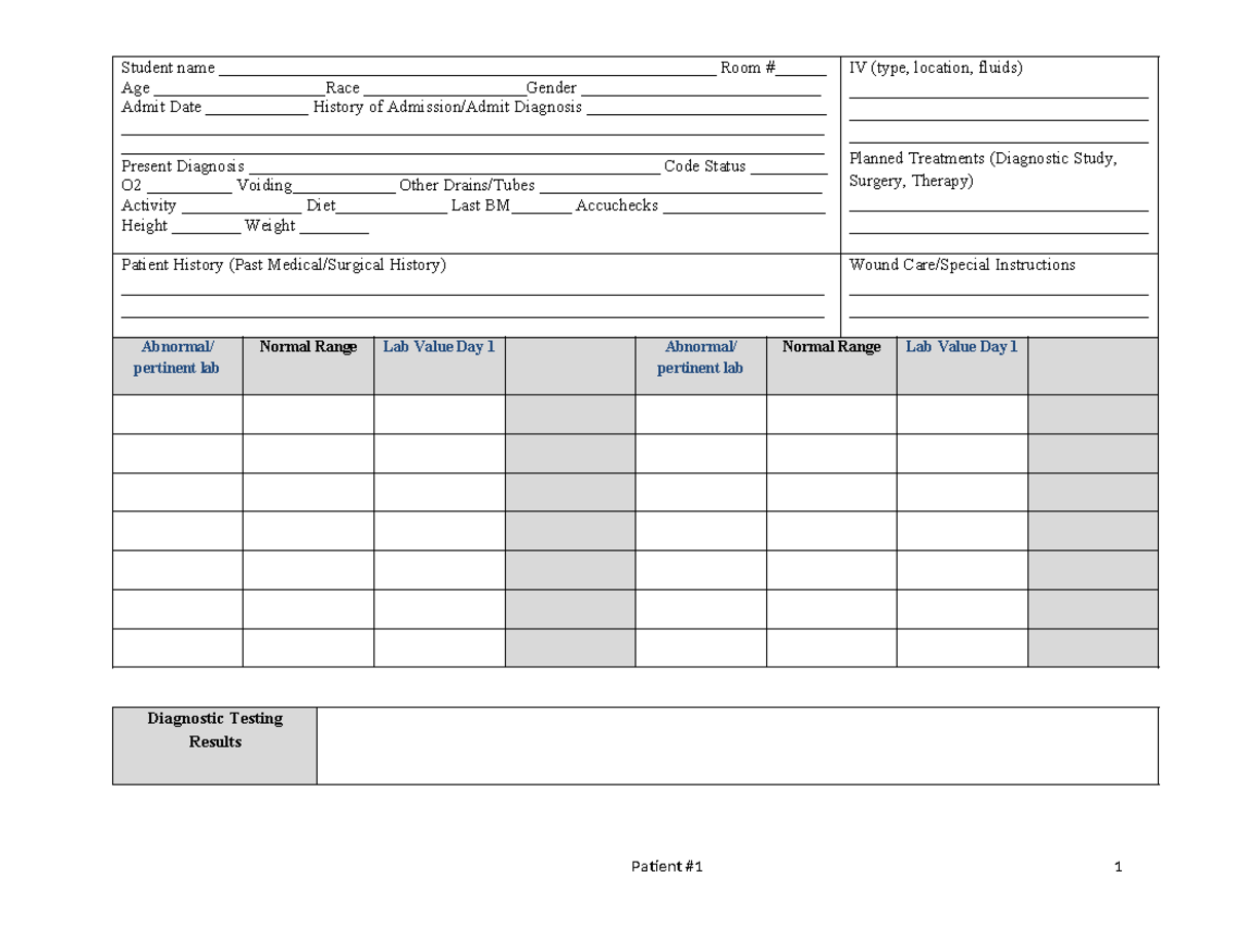 NU218 Written Clinical Assignment Pt#1 12 hr - Student name - Studocu