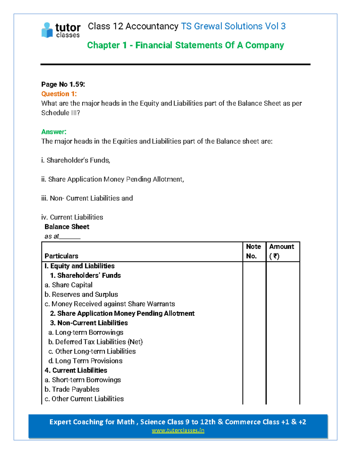 Vol3 ch1 Financial Statements - Chapter 1 - Financial Statements Of A ...