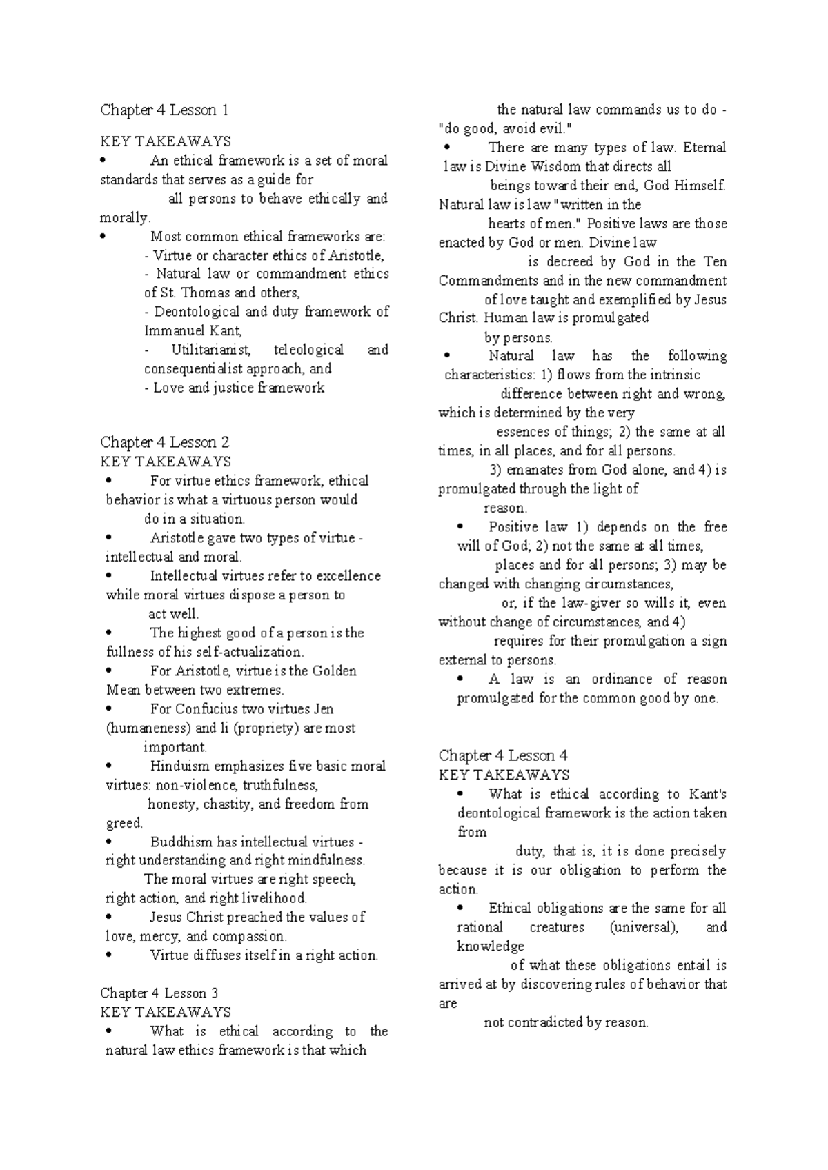 Ethics Final Exam Reviewer - Chapter 4 Lesson 1 KEY TAKEAWAYS An ...