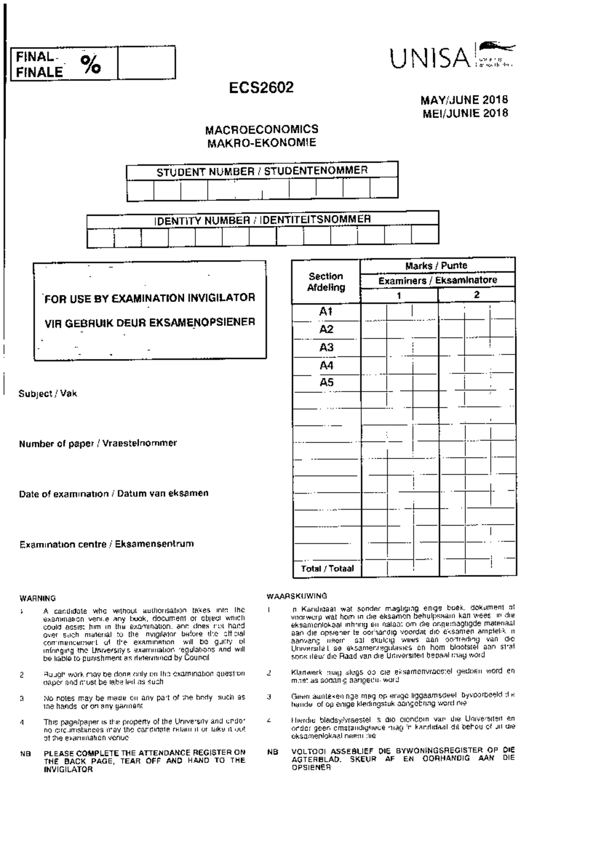 Exam 2018 - ecs2602 - Studocu