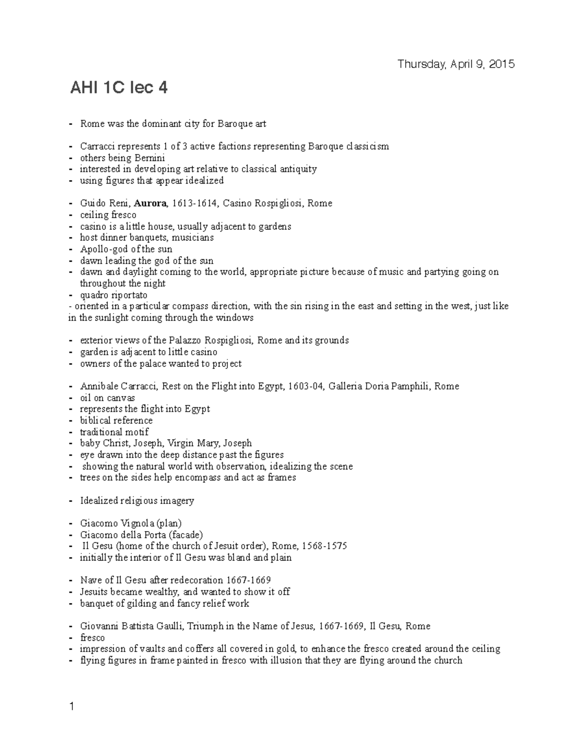 AHI 1C lec 4 - Lecture notes 4 - AHI 1C lec 4 - Rome was the dominant ...