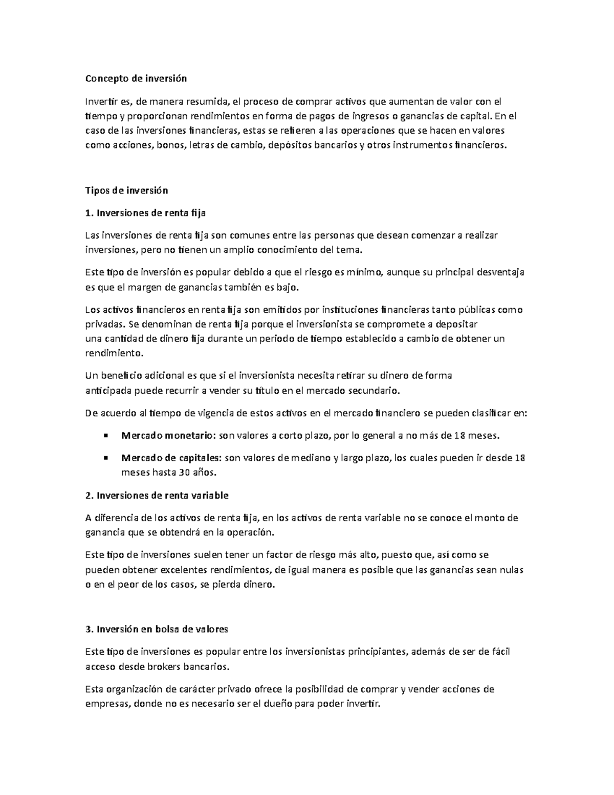 Concepto de inversión - Concepto de inversión Invertir es, de manera ...