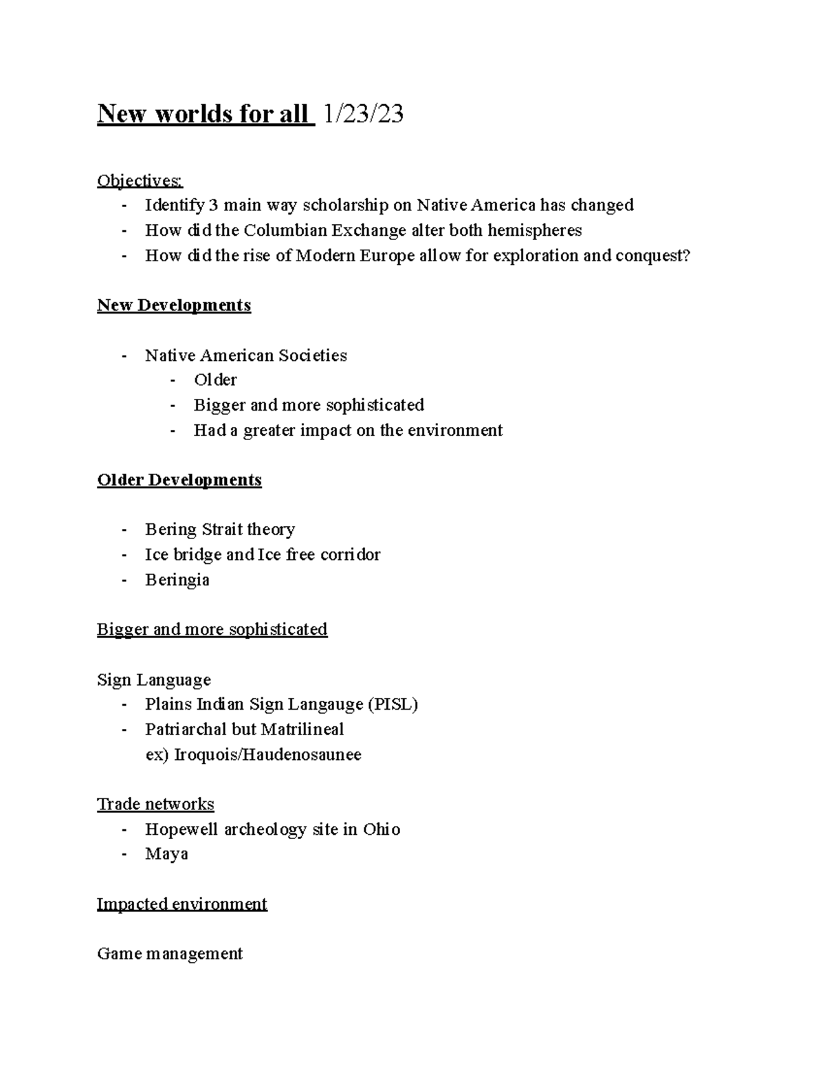 HIST New worlds for all 1 23 23 - New worlds for all 1/23/ Objectives ...