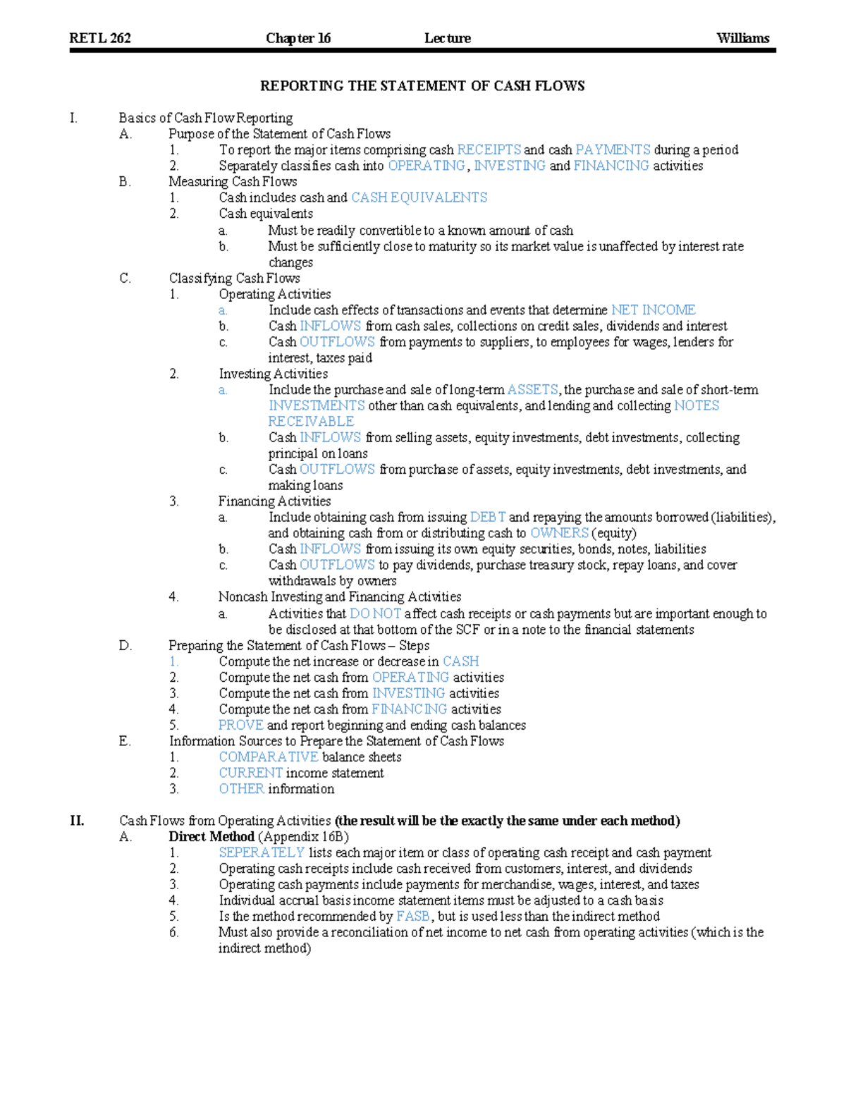 Ch 16 - notes - RETL 262 Chapter 16 Lecture Williams REPORTING THE ...