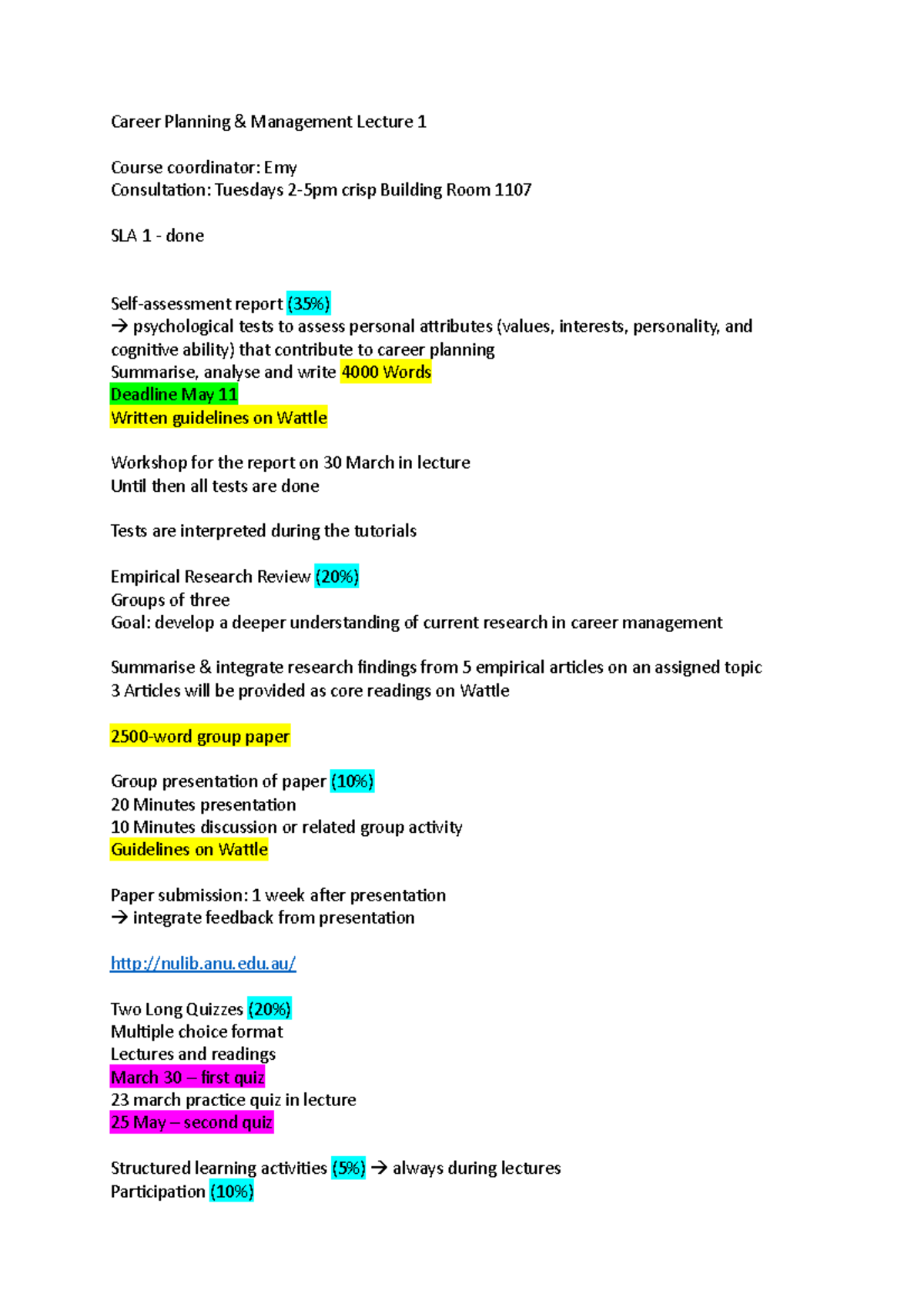 Career Planning & Management Lecture 1 - Career Planning & Management ...