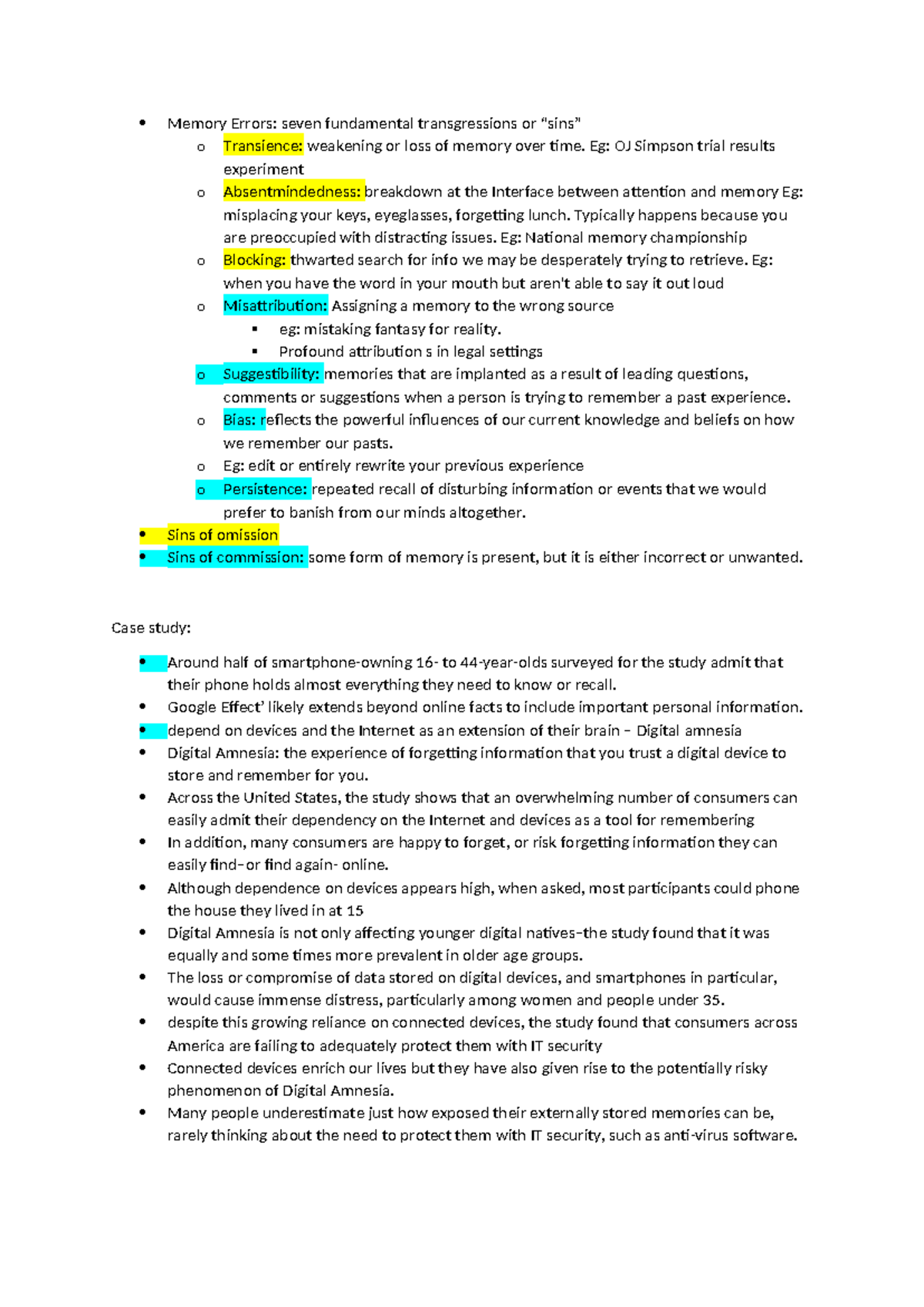 Memory, bias and heuristics - Memory Errors: seven fundamental ...