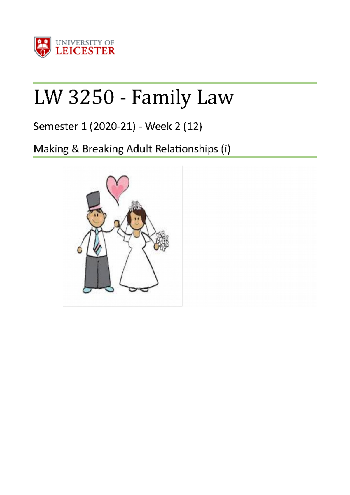 FAmily Law WEEK 2 (12) - LW 3250 - Family Law Semester 1 (2020-21 ...