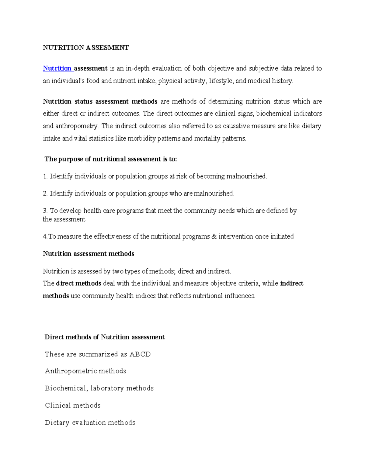 Nutrition and dietetics; A detailed guide on nutrition assessment ...