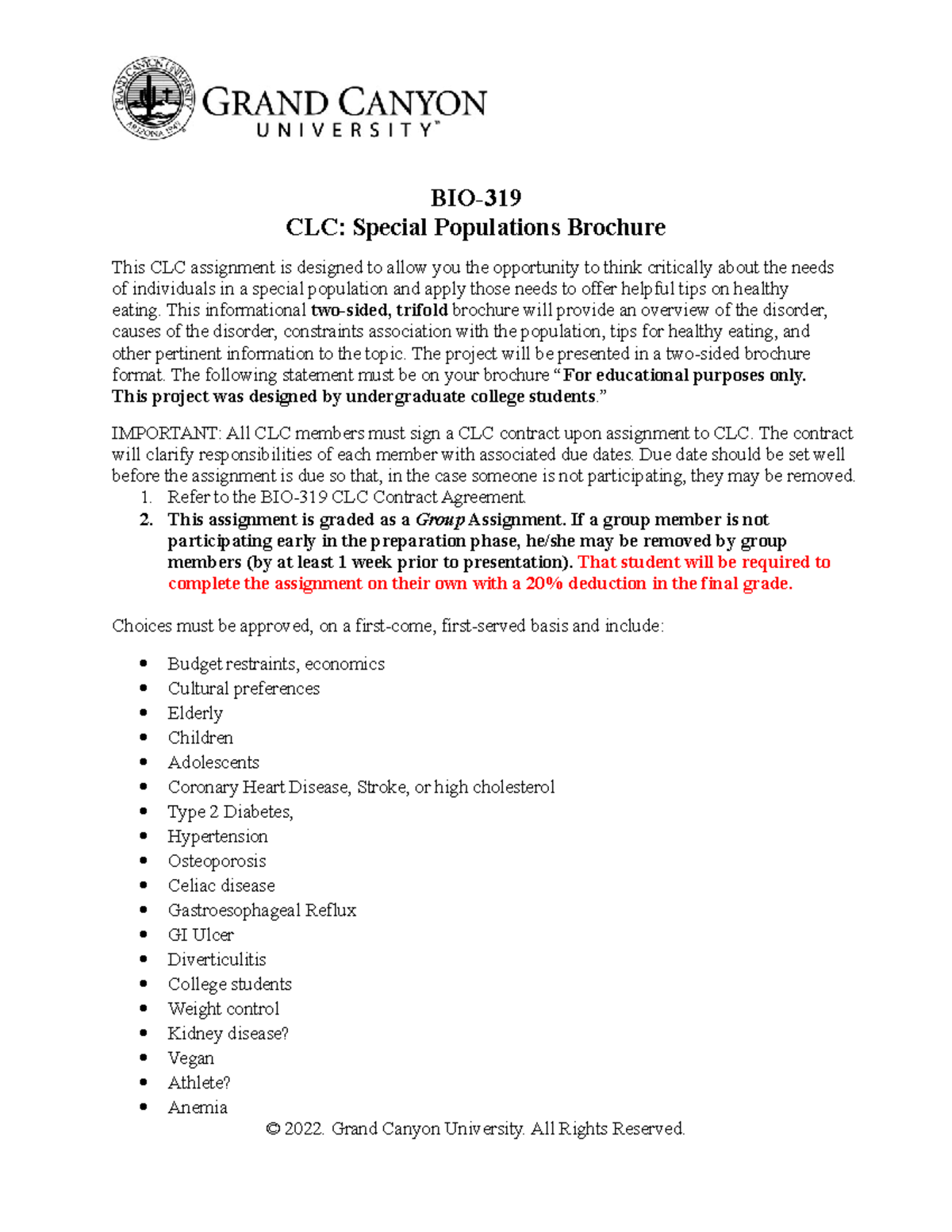BIO 319 RS CLC Special Projects Brochure - BIO- CLC: Special ...