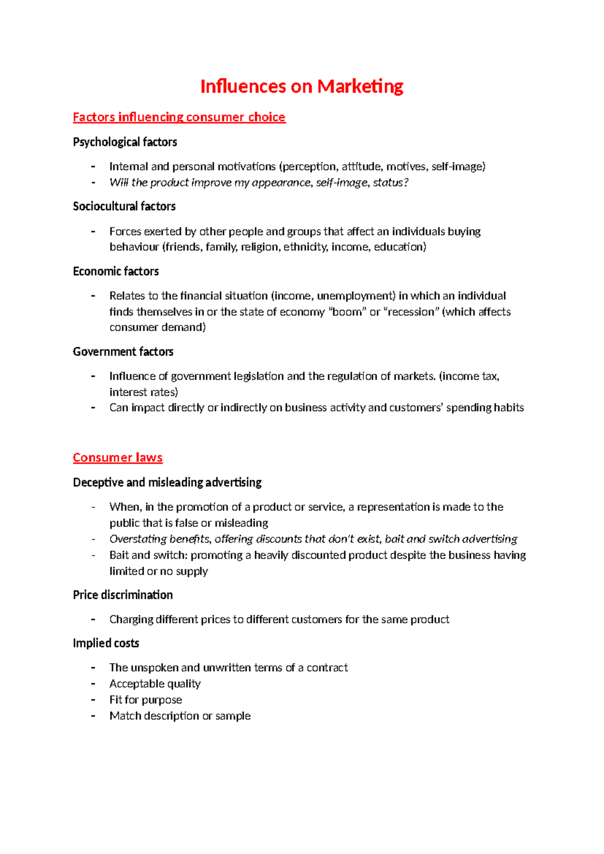 Influences on Marketing - Influences on Marketing Factors influencing ...