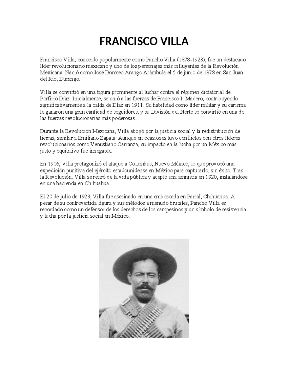 Biografia De Francisco Villa | Villa Francisco Biographie – TGIDQQ