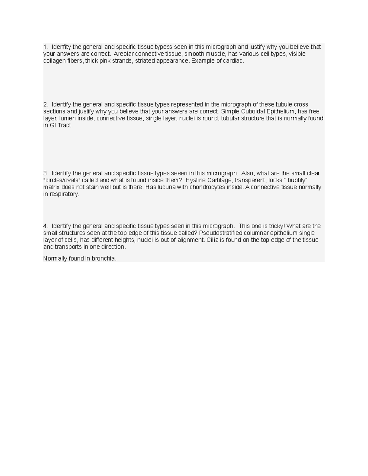 AP Lab Tissues - Idenfity the general and specific tissue typess seen ...