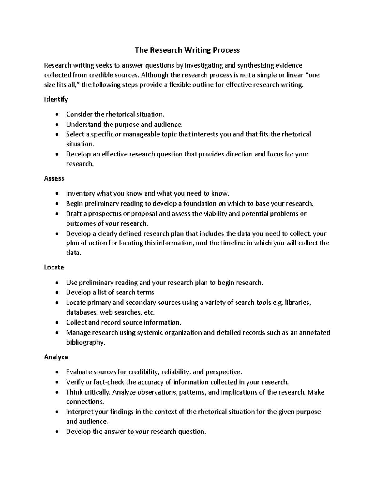 The Research Writing Process - The Research Writing Process Research ...